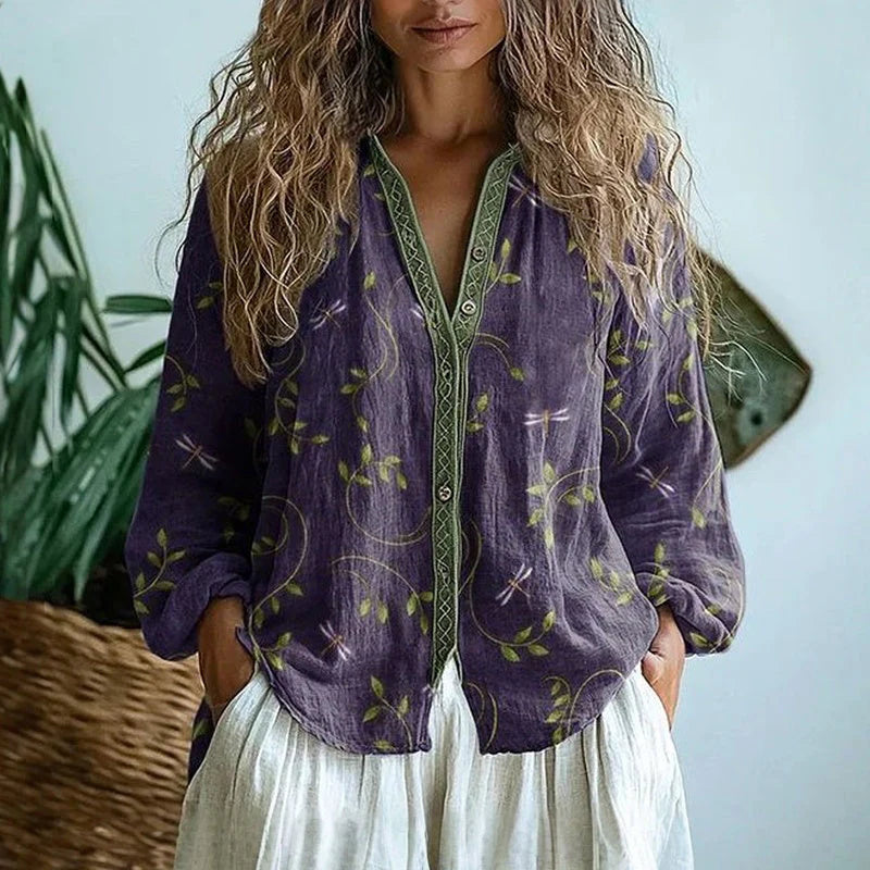 Aaliyah™|Vintage Blouse With Leaf Print – Chloe & David Melbourne